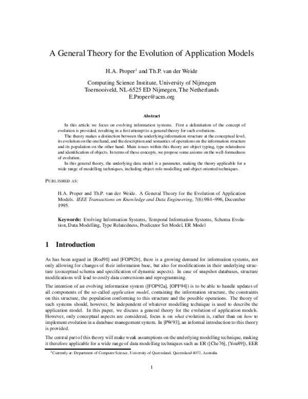 (PDF) A general theory for evolving application models