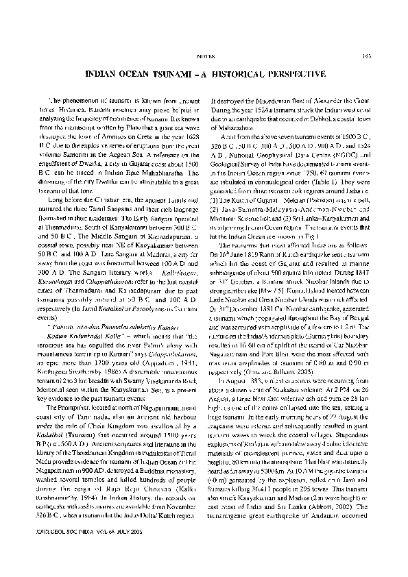 (PDF) Indian Ocean Tsunami - A Historical Perspective