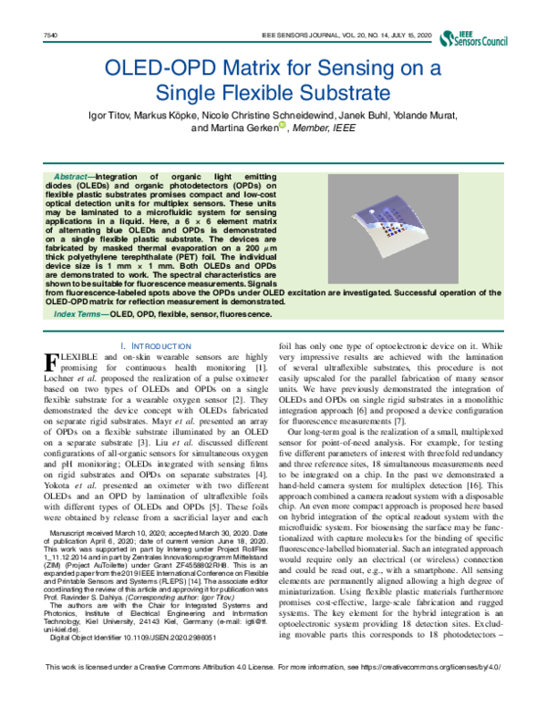 (PDF) OLED-OPD Matrix for Sensing on a Single Flexible Substrate
