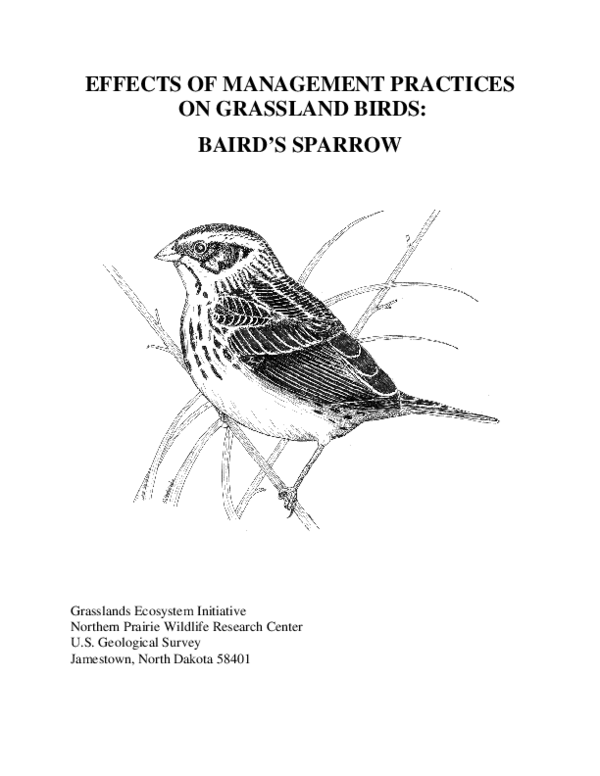 (PDF) Effects of Management Practices on Grassland Birds: Baird’s Sparrow
