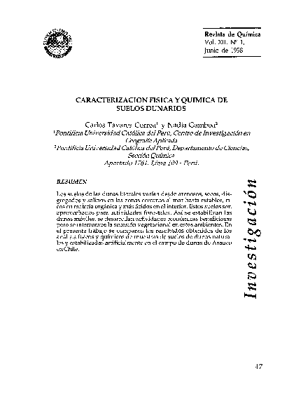 (PDF) Caracterización física y química de suelos dunarios