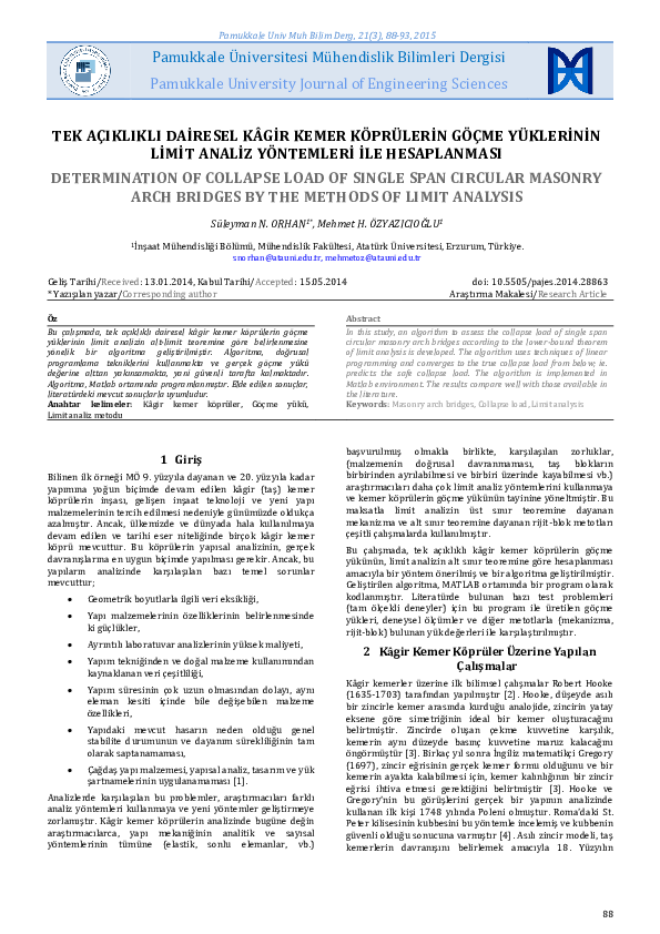 (PDF) Determination of Collapse Load of Single Span Circular Masonry ...