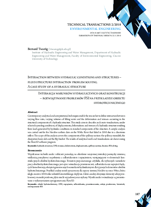 (PDF) Interaction between hydraulic conditions and structures – fluid structure interaction ...