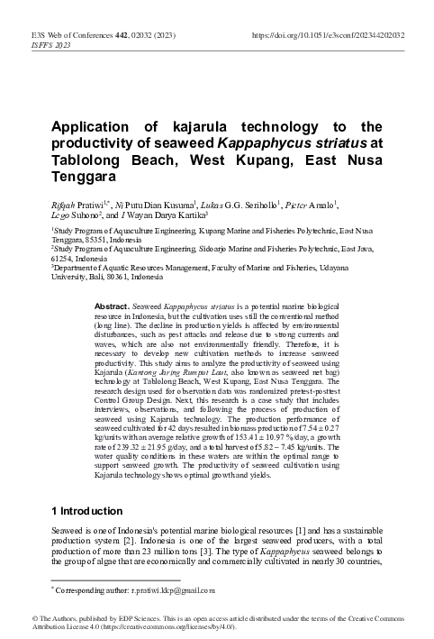 (PDF) Application of Kajarula Technology to The Cultivation ...