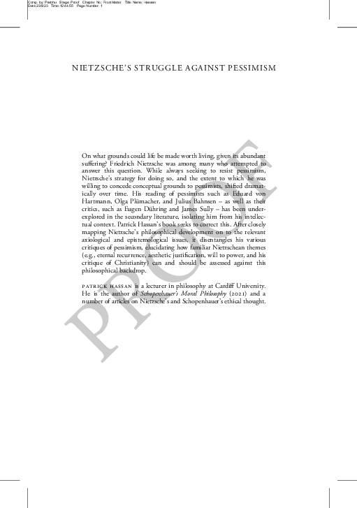 (PDF) Nietzsche's Struggle Against Pessimism