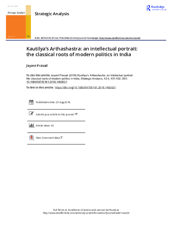 (PDF) Kautilya’s Arthashastra: an intellectual portrait: the classical roots of modern politics ...