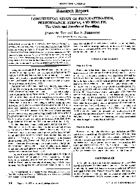 (PDF) Longitudinal Study of Procrastination, Performance, Stress, and Health: The Costs and ...