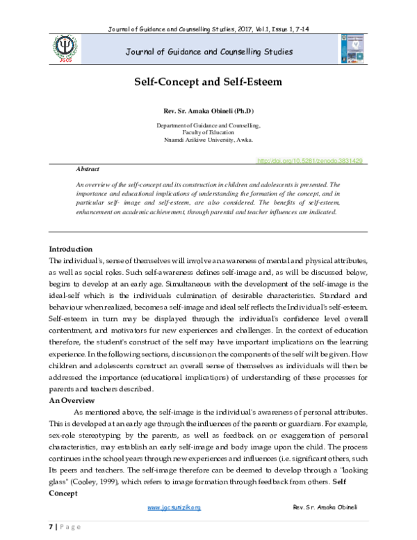 (PDF) Self-Concept and Self-Esteem