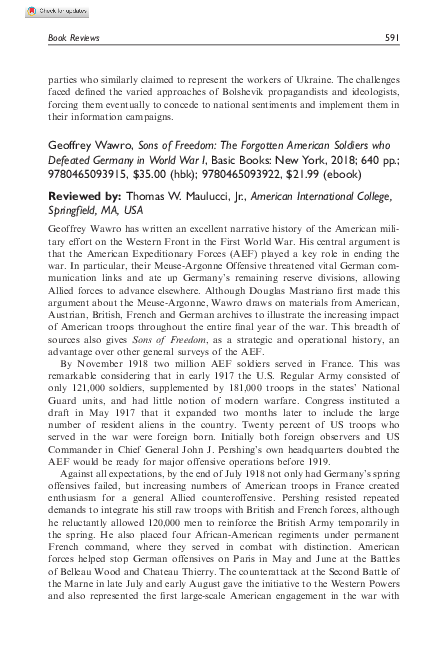 (PDF) Geoffrey Wawro, Sons of Freedom: The Forgotten American Soldiers ...