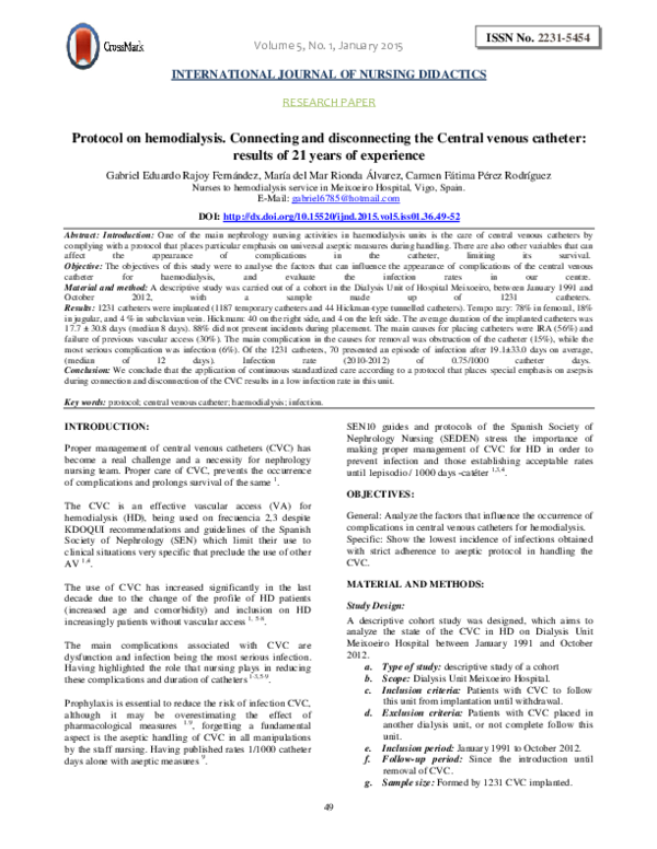 (PDF) Protocol on hemodialysis. Connecting and disconnecting the ...