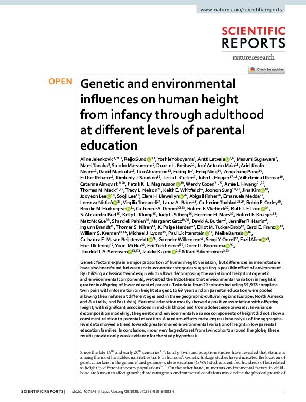 (PDF) Genetic and environmental influences on human height from infancy ...