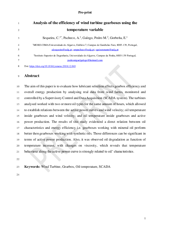Pdf Analysis Of The Efficiency Of Wind Turbine Gearboxes Using The Temperature Variable