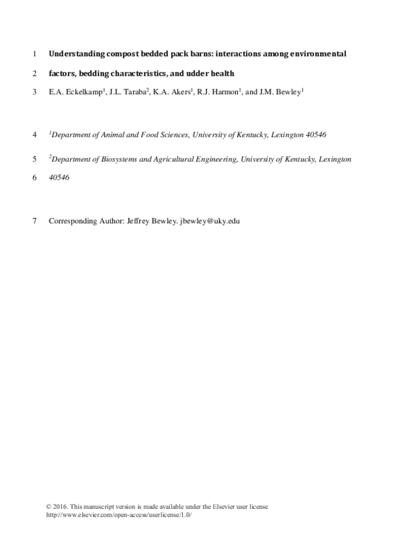 (PDF) Understanding compost bedded pack barns: Interactions among ...