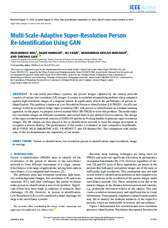 (PDF) Multi Scale-Adaptive Super-Resolution Person Re-Identification Using GAN
