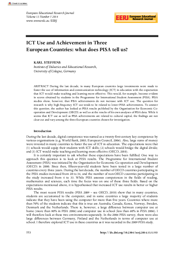 (PDF) ICT Use and Achievement in Three European Countries: What Does ...