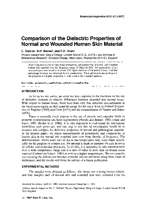 (PDF) Comparison of the dielectric properties of normal and wounded ...