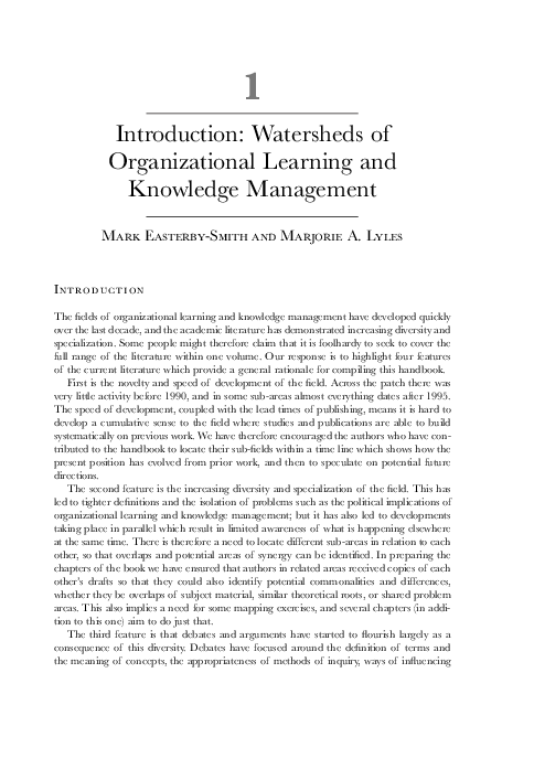 (PDF) Organizational Learning and Knowledge Management