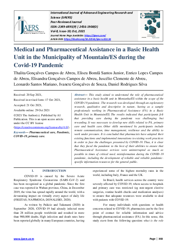 (PDF) Medical and Pharmaceutical Assistance in a Basic Health Unit in ...