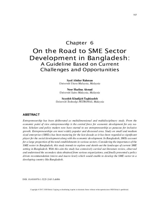 (PDF) On the Road to SME Sector Development in Bangladesh
