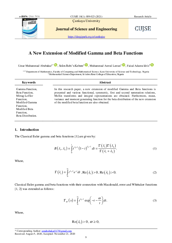 (PDF) A New Extension of Modified Gamma and Beta Functions