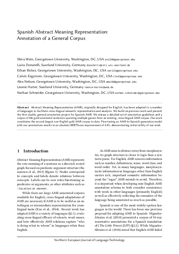 (PDF) Spanish Abstract Meaning Representation: Annotation of a General ...
