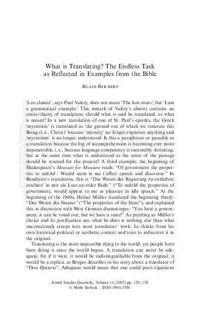 (PDF) What is Translating? The Endless Task as Reflected in Examples ...