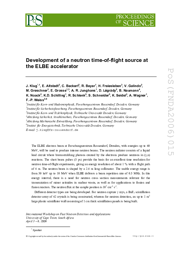 (PDF) The Photoneutron Sources at the Radiation Facility Elbe