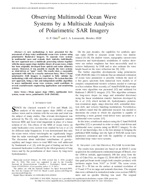 (PDF) Observing Multimodal Ocean Wave Systems by a Multiscale Analysis ...