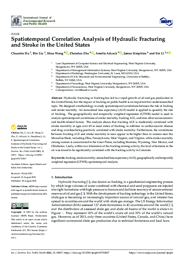 Pdf Spatiotemporal Correlation Analysis Of Hydraulic Fracturing And Stroke In The United States