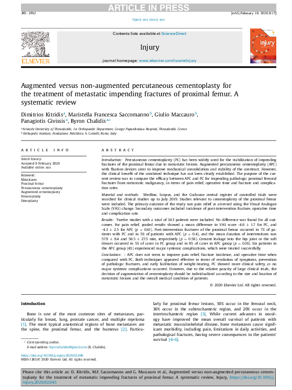 (PDF) Augmented versus non-augmented percutaneous cementoplasty for the ...