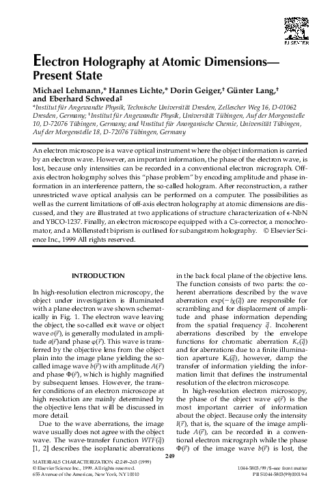 (PDF) Electron Holography at Atomic Dimensions—Present State