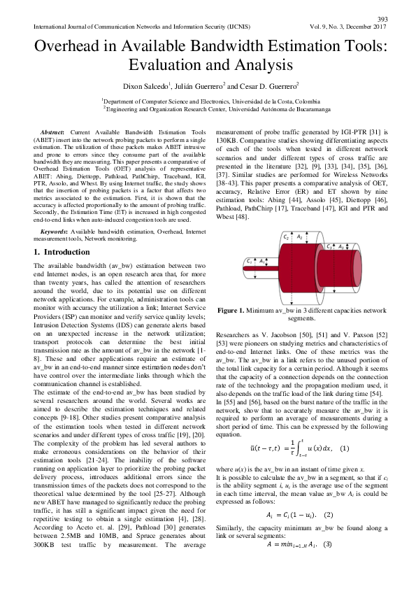(PDF) Overhead in Available Bandwidth Estimation Tools: Evaluation and Analysis