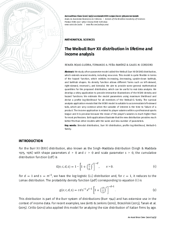(PDF) The Weibull Burr XII distribution in lifetime and income analysis ...