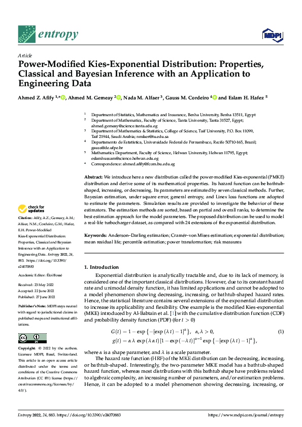 (PDF) Power-Modified Kies-Exponential Distribution: Properties, Classical and Bayesian Inference ...