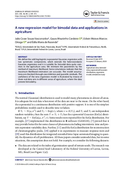 (PDF) A new regression model for bimodal data and applications in ...