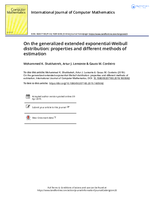 Pdf On The Generalized Extended Exponential Weibull Distribution