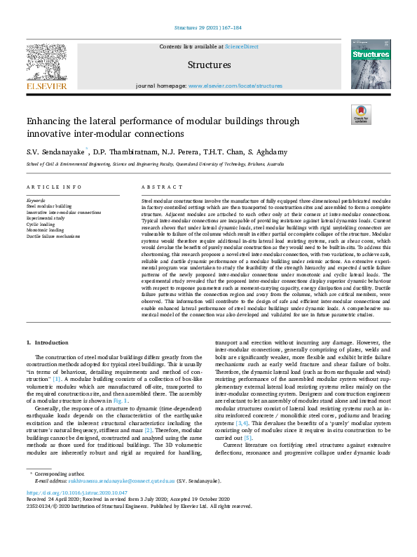 (PDF) Enhancing the lateral performance of modular buildings through ...