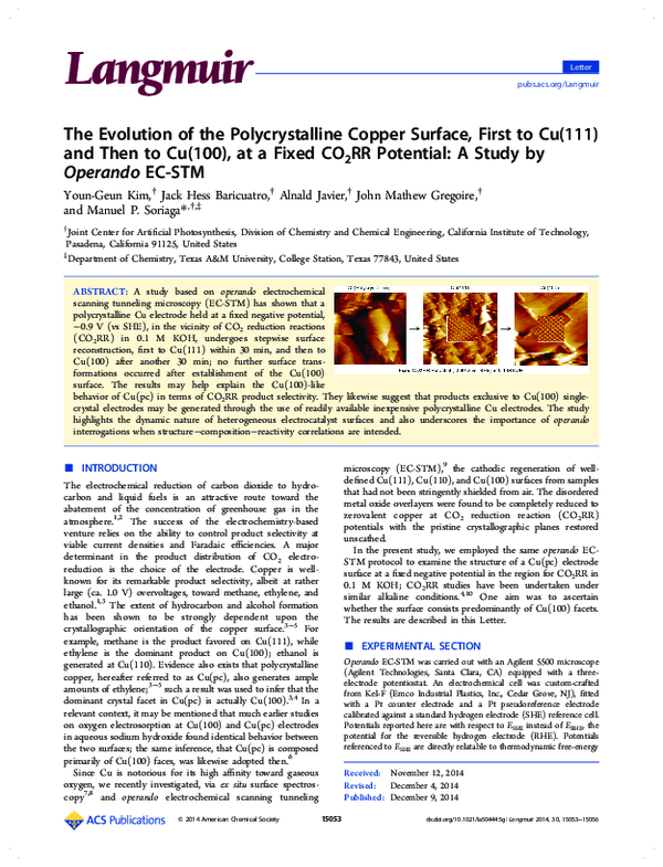 (PDF) The Evolution of the Polycrystalline Copper Surface, First to Cu ...