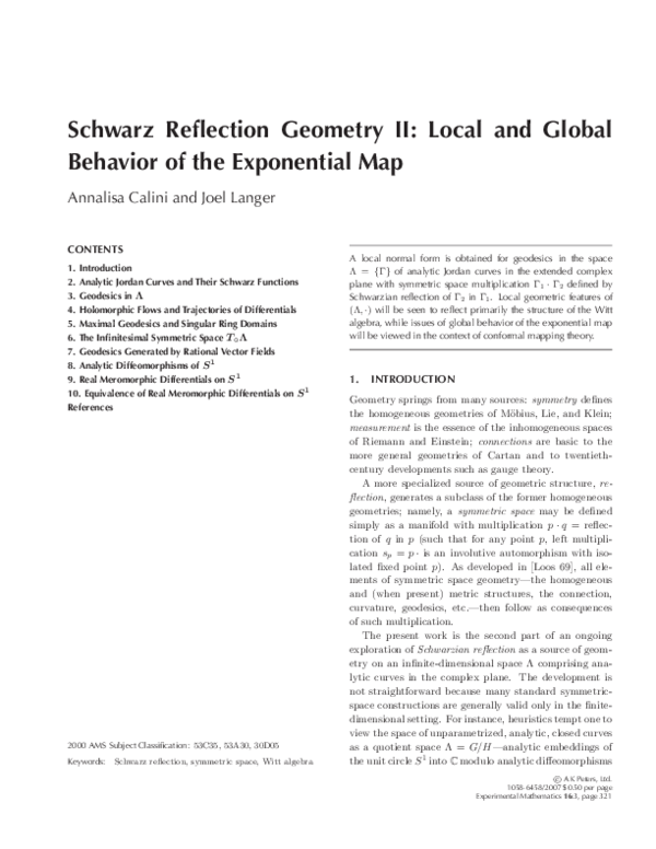 (PDF) Schwarz Reflection Geometry II: Local and Global Behavior of the ...