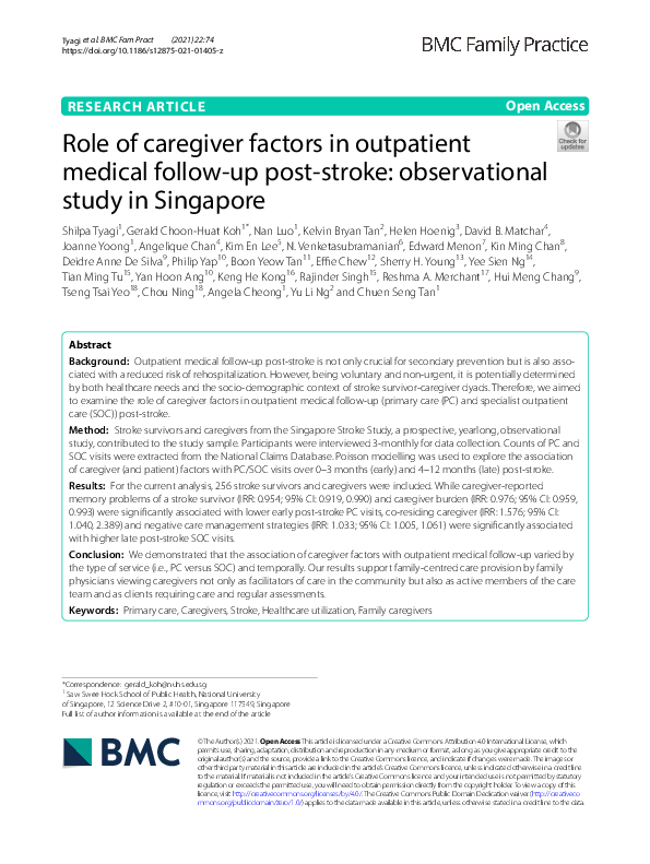(PDF) Role of caregiver factors in outpatient medical follow-up post ...