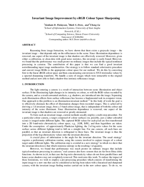 (PDF) Invariant image improvement by sRGB colour space sharpening | Cheng Lu - Academia.edu
