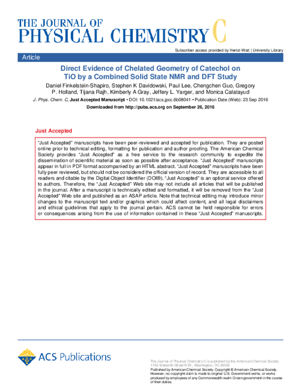 (PDF) Direct Evidence of Chelated Geometry of Catechol on TiO2 by a ...