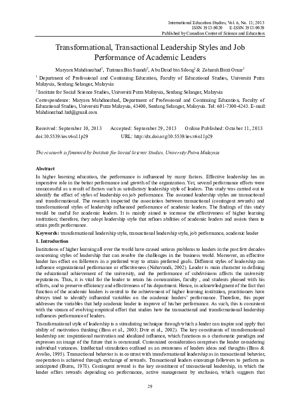 (PDF) Transformational-transactional leadership styles on organizational climate for innovation ...