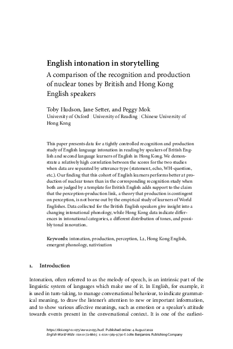 (PDF) English intonation in storytelling: A comparison of the ...