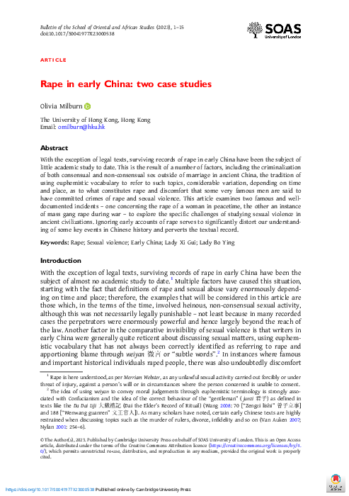 (PDF) Rape in early China: two case studies | Olivia Milburn - Academia.edu