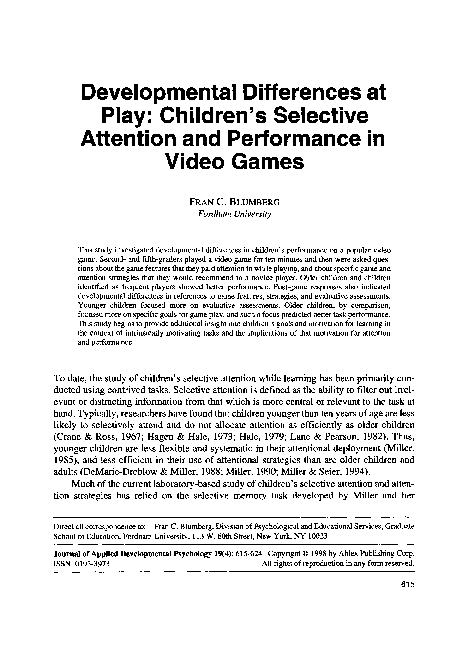 (PDF) Developmental differences at play: Children's selective attention ...