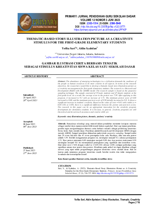 (PDF) Thematic-Based Story Illustration Picture as a Creativity ...