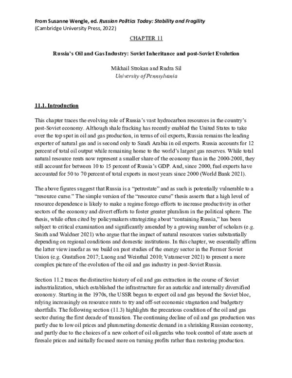 (PDF) Russia’s Oil and Gas Industry: Soviet Inheritance and Post-Soviet ...
