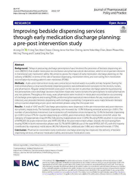 (PDF) Improving bedside dispensing services through early medication ...