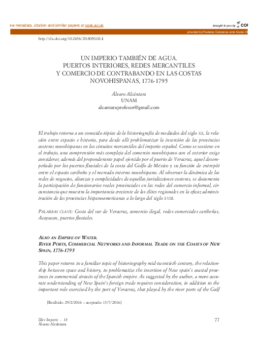(PDF) Un Imperio también de agua: puertos interiores, redes mercantiles ...